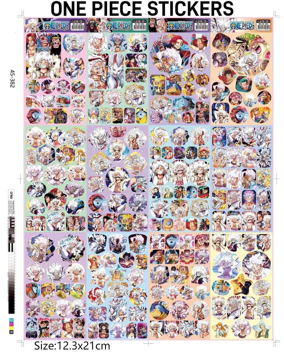 12 Sheets One Piece Anime Stickers No:45-382 — Anime House