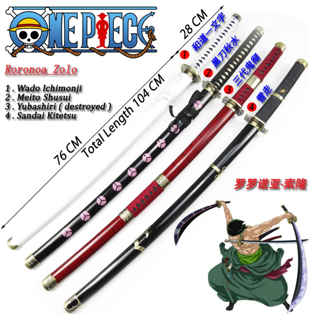 Wooden Sword with Scabbard - One Piece Roronoa Zoro Cosplay Sword ...